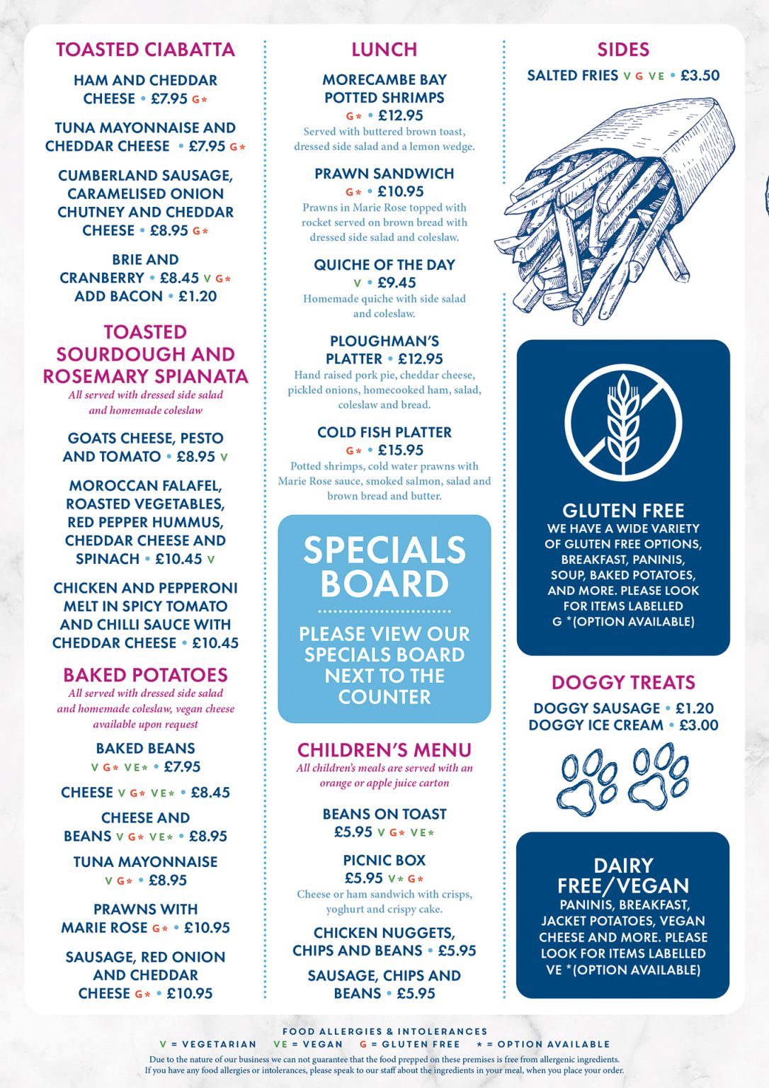Menu at Lewis's Ice Cream & Coffee Shop in Morecambe